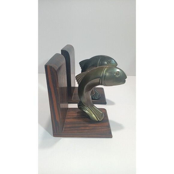 Unbranded | Accents | Vintage Brass And Wood Fish Bookends | Poshmark